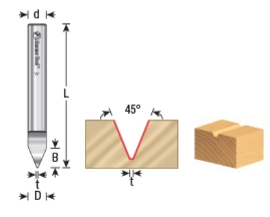 Amana Tool Solid Carbide 60° Engraving 0.020 Tip Width x 1/4" Shank ...